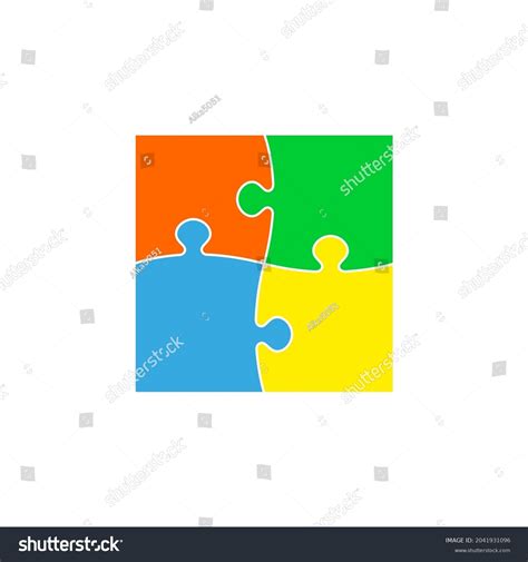 Jigsaw Icon Four Colourful Puzzle Pieces Stock Vector Royalty Free Shutterstock