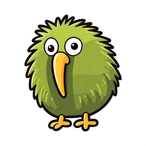 Kiwi Pájaro Lindo Divertido Dibujos Animados Kawaii Clipart Colorido