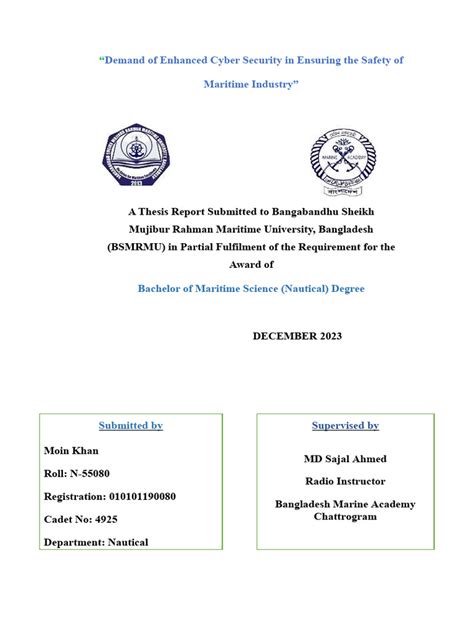 Demand Of Enhanced Cybersecurity In Ensuring The Safety Of The Maritime