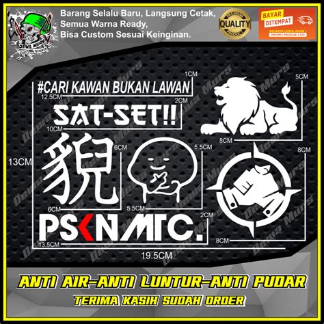 Jual Paket 7 In 1 Cari Kawan Bukan Lawan Singa Satset Kanji Jepang Lion Meme Mengkeren Logo