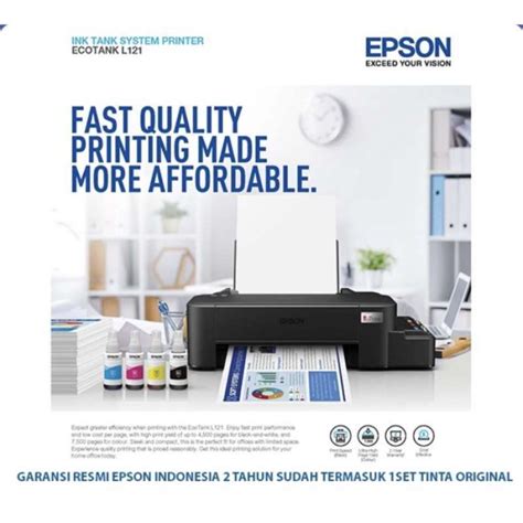 Printer Epson L121 Infus Resmi Print Inkjet Print Warna Foto