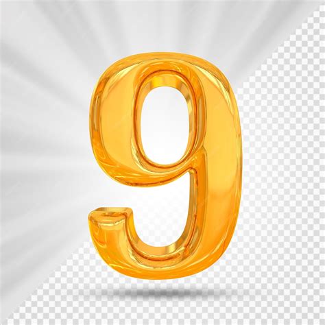 Premium Psd Gold Number 9