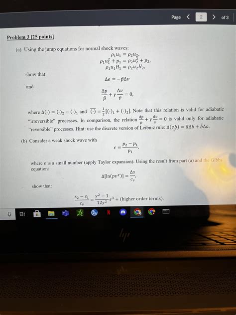 Mathematical Proof Using Normal Shock Equations Stuck In The Middle Of