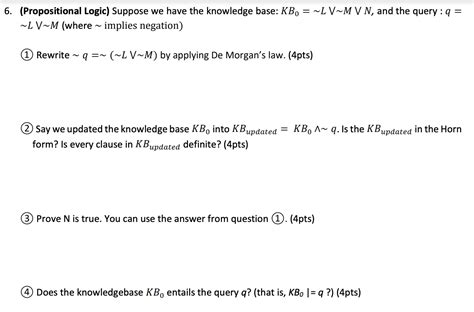 solved 6 propositional logic suppose we have the