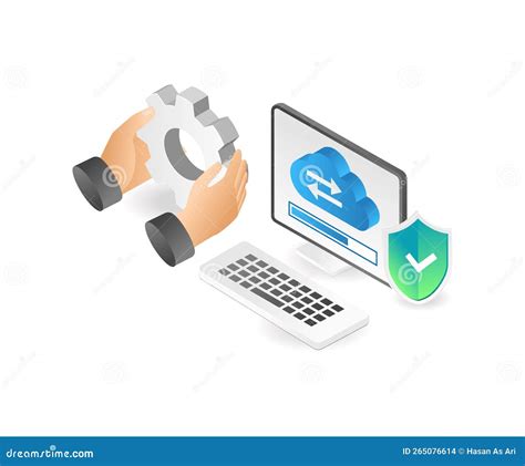 Flat Isometric 3d Flat Illustration Upgrade And Maintenance Process
