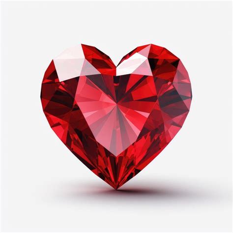 Premium Ai Image Hearts Ruby Exquisite Faceted Vector Art On A Simple White Canvas