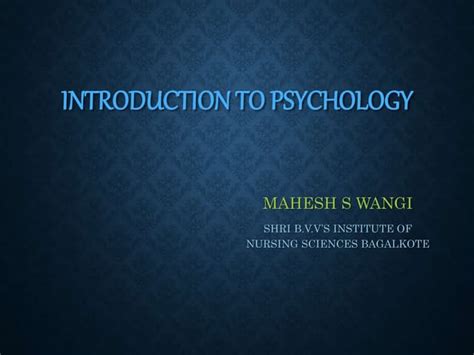 Introduction To Psychology Ppt