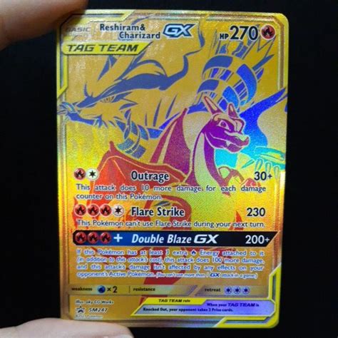 Pokemon Card Tcg Tag Team Gx Premium Gold Reshiram And Charizard Gx