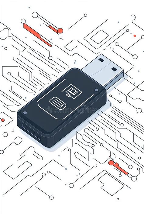 Flash Drive With Data Transfer Illustration Stock Illustration Illustration Of Modern Fast