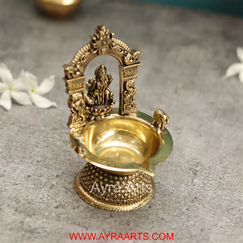 Premium Brass Lakshmi Deepak Diya Oil Lamp With Elephants For Home