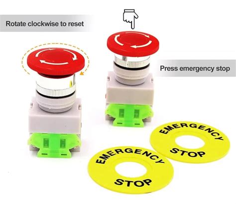 Boton Paro De Emergencia 660v 10a No Nc Push Button Cnc 22mm Tecneu
