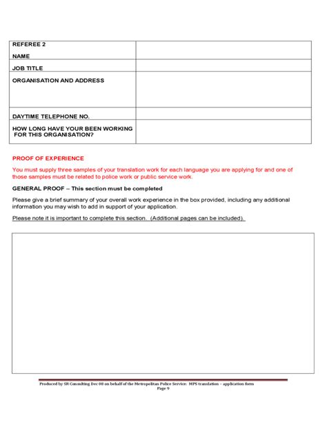 Standard Metropolitan Police Application Form Free Download