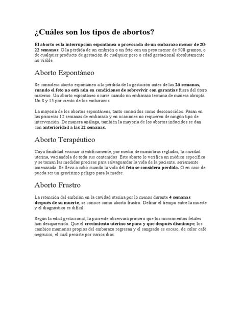 Cuáles Son Los Tipos De Abortos Pdf