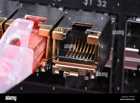 Technology Devices Network Switch With Patch Cord Cables Closeup Stock Photo Alamy