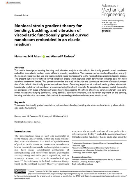 Pdf Nonlocal Strain Gradient Theory For Bending Buckling And Vibration Of Viscoelastic