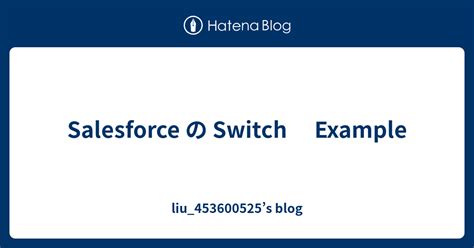 Salesforce の Switch Example Liu 453600525 S Blog