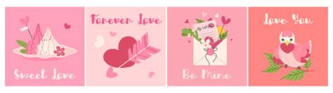 해피 발렌타인 데이 인사말 카드 세트입니다 소셜 미디어 스토리 템플릿 디지털 마케팅 및 판매 촉진 결혼식 패션 광고에 대 한 그림 문자에 대한 스톡 벡터 아트 및 기타