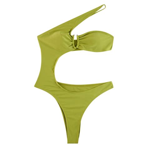 Caivo Women Swimwear Personality Fashion Comfortable Solid Color One
