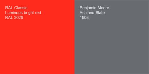 Ral Classic Luminous Bright Red Vs Benjamin Moore Ashland Slate Comparison