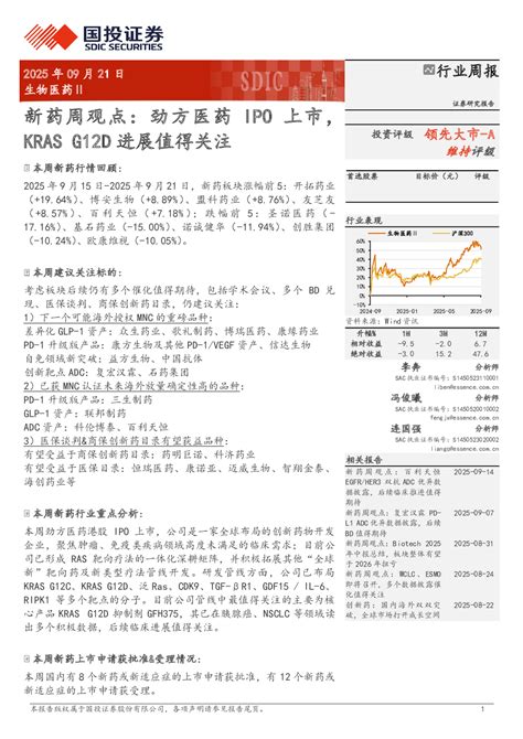 新药周观点：劲方医药ipo上市，kras G12d进展值得关注