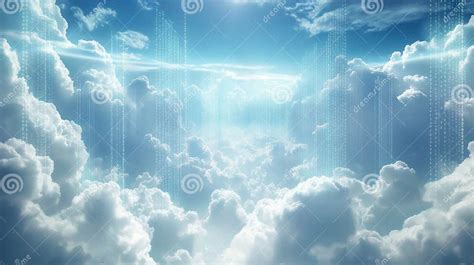 Cloud Computing In Logistics Fluffy Clouds Filled With Binary Code And