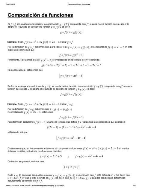 Composición De Funciones Pdf