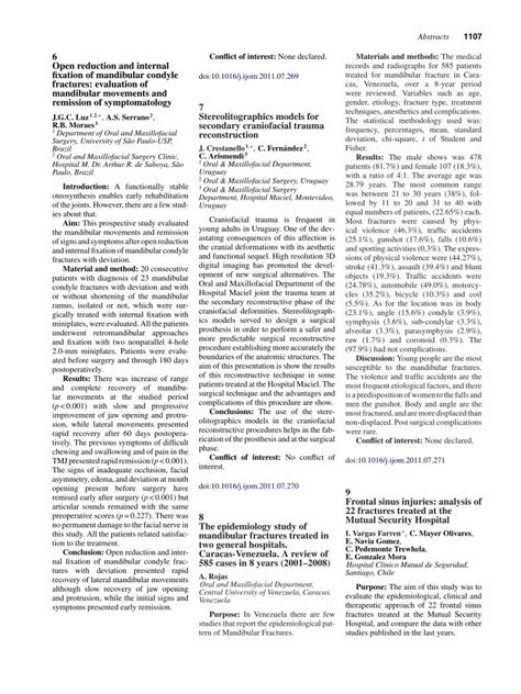 Pdf Open Reduction And Internal Fixation Of Mandibular Condyle Fractures Evaluation Of