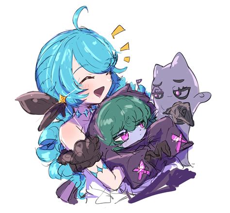 Safebooru 2girls D Absurdres Ahoge Bare Shoulders Black Gloves Black