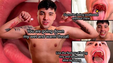 Makro Vore Joeng Verschlingt Eine Winzige Person Mit Offenem Mund Die