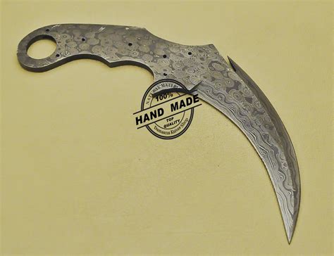 Blank Damascus Karambit Knife Double Edge Damascus Karambit