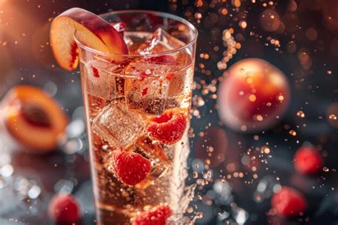 Premium Photo Peach And Raspberry Prosecco Cocktail