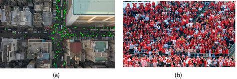 a was captured by uav with points annotation and b was captured by