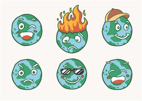 Cute Earth Cartoon Characters Illustration Collection For Earth Day