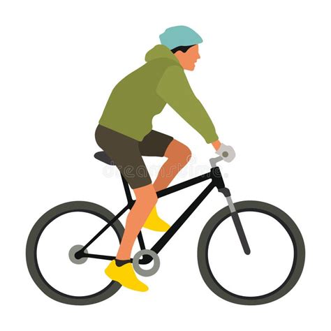 Un Joven Con Casco Monta Una Ilustración Vectorial De Estilo Plano