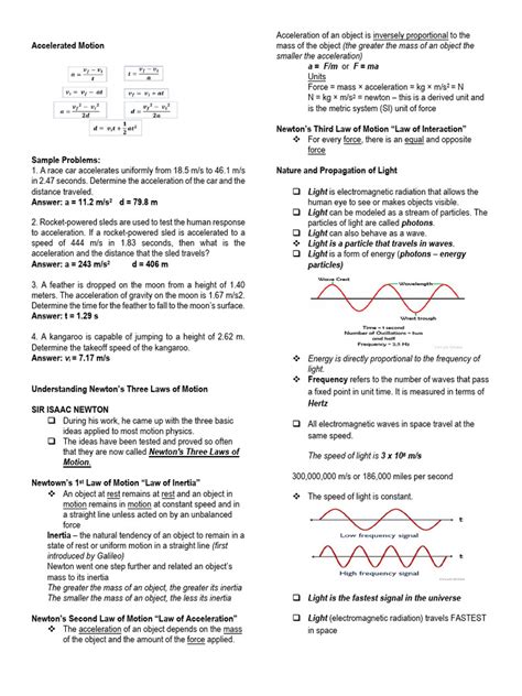 Handouts Motion Lights Pdf Reflection Physics Light