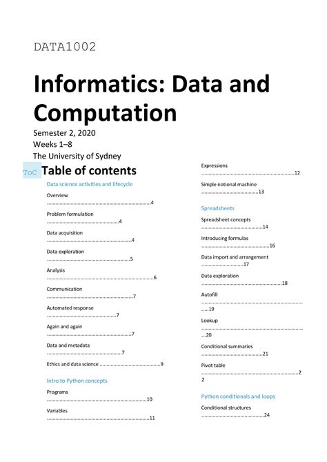 Data1002 Complete Course Notes Data Informatics Data And Computation Semester 2 2020 Weeks 1