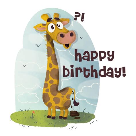 Funny Confused Giraffe Happy Birthday Confetti Exploding Greetings Car