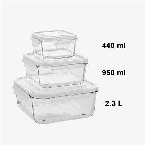Square Glass Container Set 6pcs Limonuae