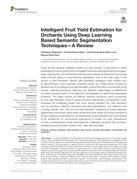 Pdf Intelligent Fruit Yield Estimation For Orchards Using Deep