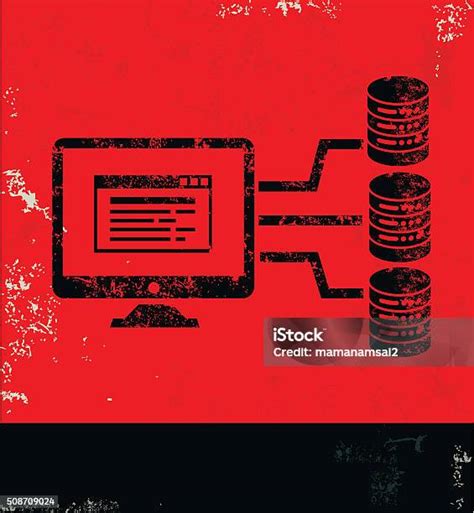 Computer Network Design On Red Background Vector Stock Illustration