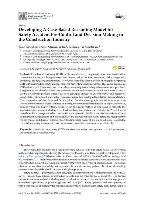 pdf developing a case based reasoning model for safety accident pre control and decision