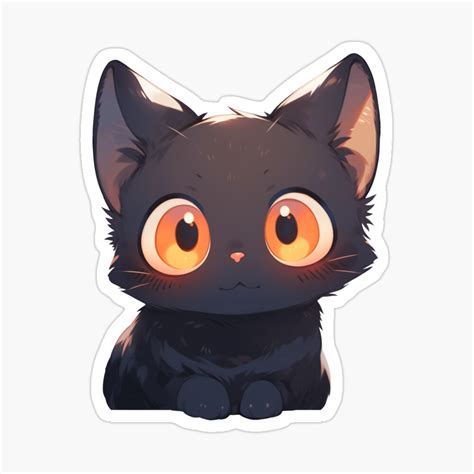Cute Kawaii Smiling Black Cat Happy Kitten By Cozykawaiiart Redbubble