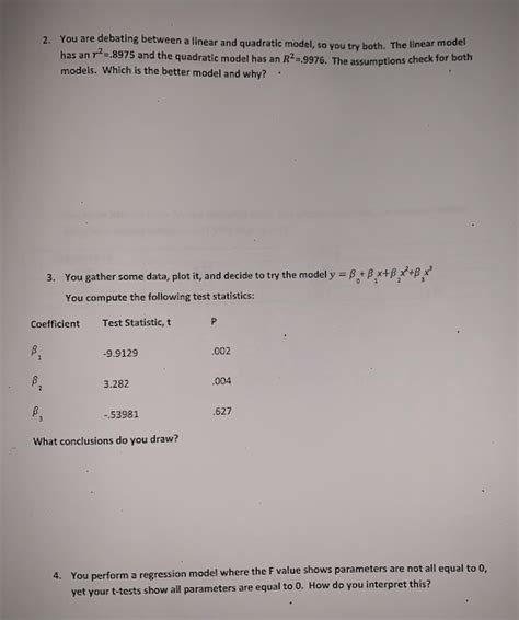 Solved 2 You Are Debating Between A Linear And Quadratic Chegg Com