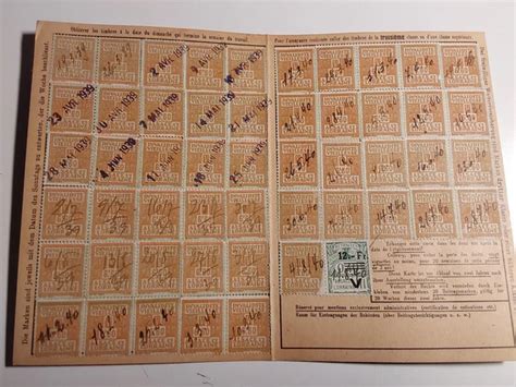 Carte De Cotisation Fiscaux Socio Postaux Alsace Loraine Mulhouse 1939