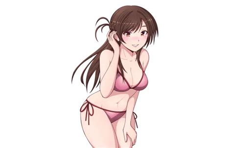 Download Wallpaper Girl Sexy Cleavage Long Hair Brown Hair Brown