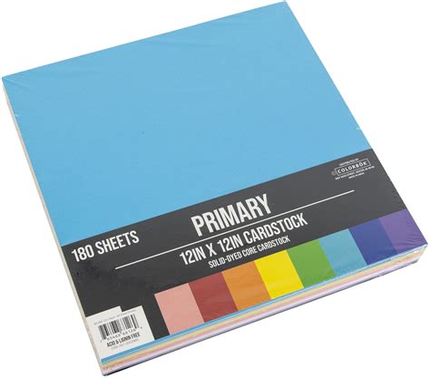 Colorbok 12x12 Cardstock Assortment Primary 180 Sheets American