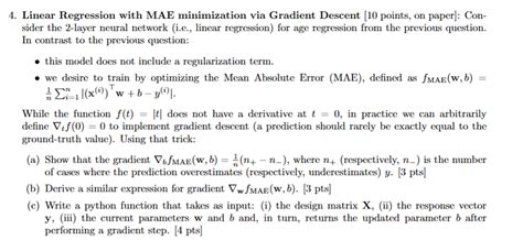 Linear Regression With Mae Minimization Via Gradient