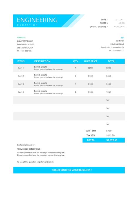 Engineering Quotation Template Generate Quotes For The Engineering