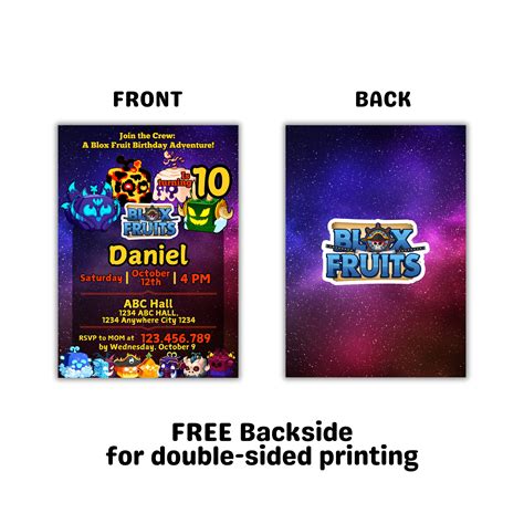 Blox Fruit Birthday Invitation Pirate Game Theme Editable Canva Template Etsy