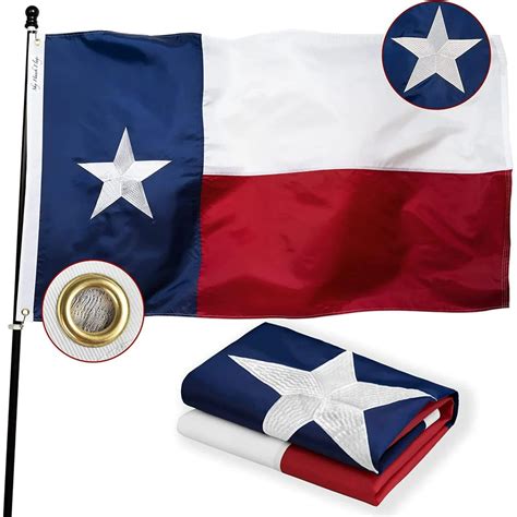 Texas State Flag 3x5 Ft Premium Made In Usa Embroidered